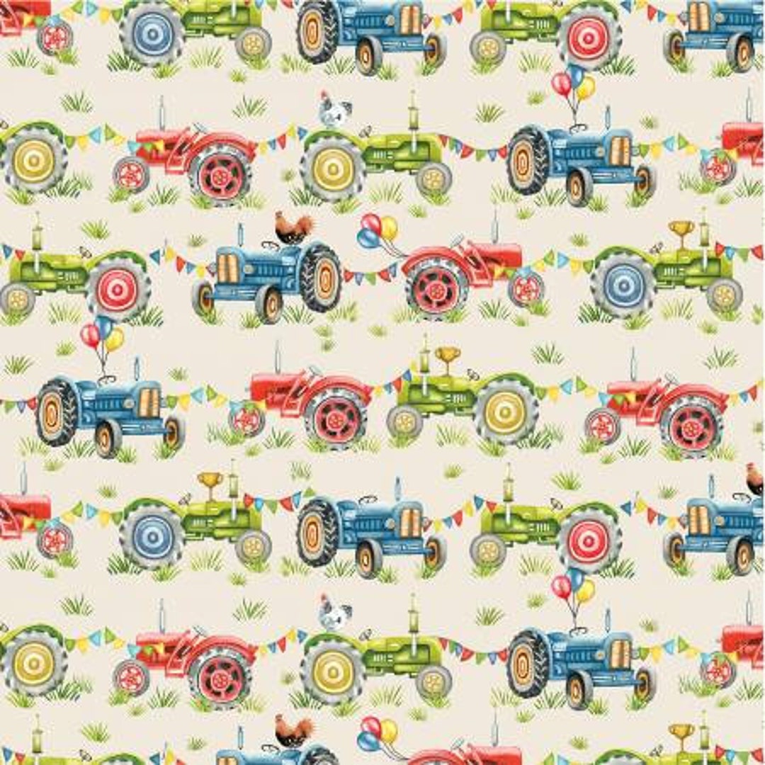 Town Fair DC11343-CREM-D Cream Tractors by Louise Nisbet for Michael ...
