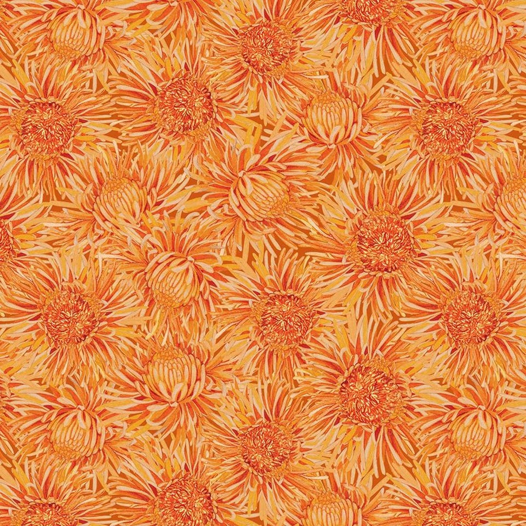 Chickadee Charm 27725-888 Orange Packed Floral by Leone Danielle for ...