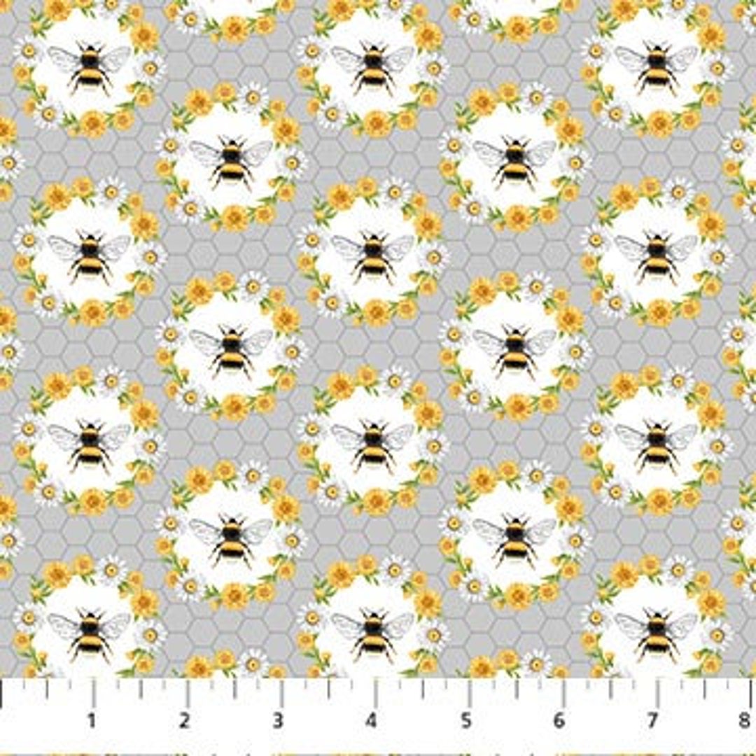 Beecroft 26673-93 Light Gray Bee Medallion by Deborah Edwards for ...