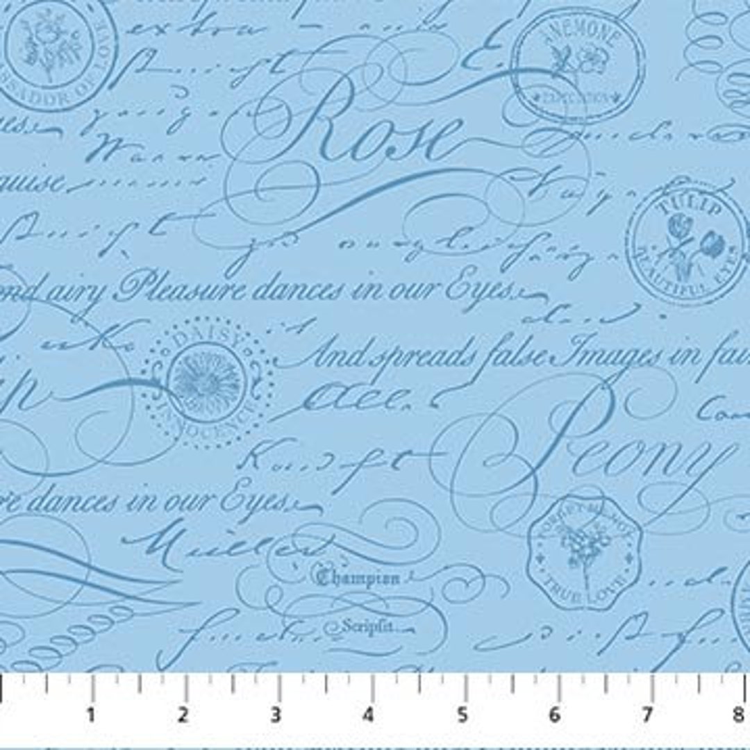 Something Blue 25083-42 Light Blue Script by Tina Higgins for Northcott ...