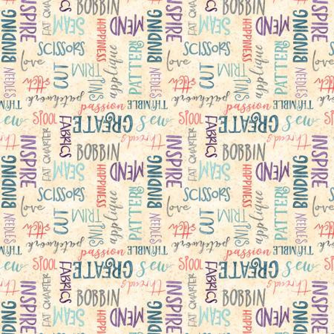 Sew Be It 32097-243 Cream Words by Lola Molina for Wilmington Prints - Etsy