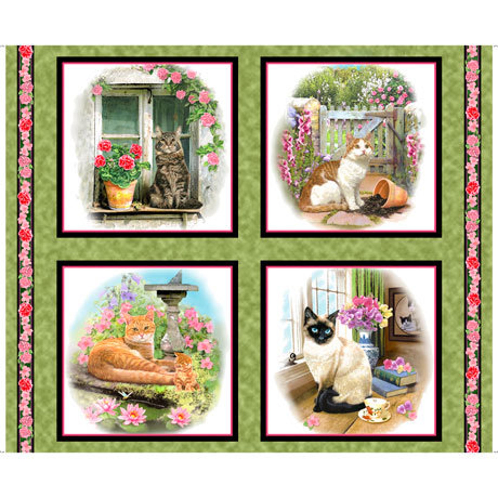 Fancy Felines 36” Panel 1649-27035-G by Quilting Treasures - Etsy