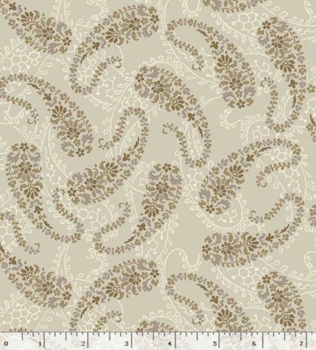Paper Petals R150666D-CREAM Swirling Paisley by Nancy Rink for Marcus ...