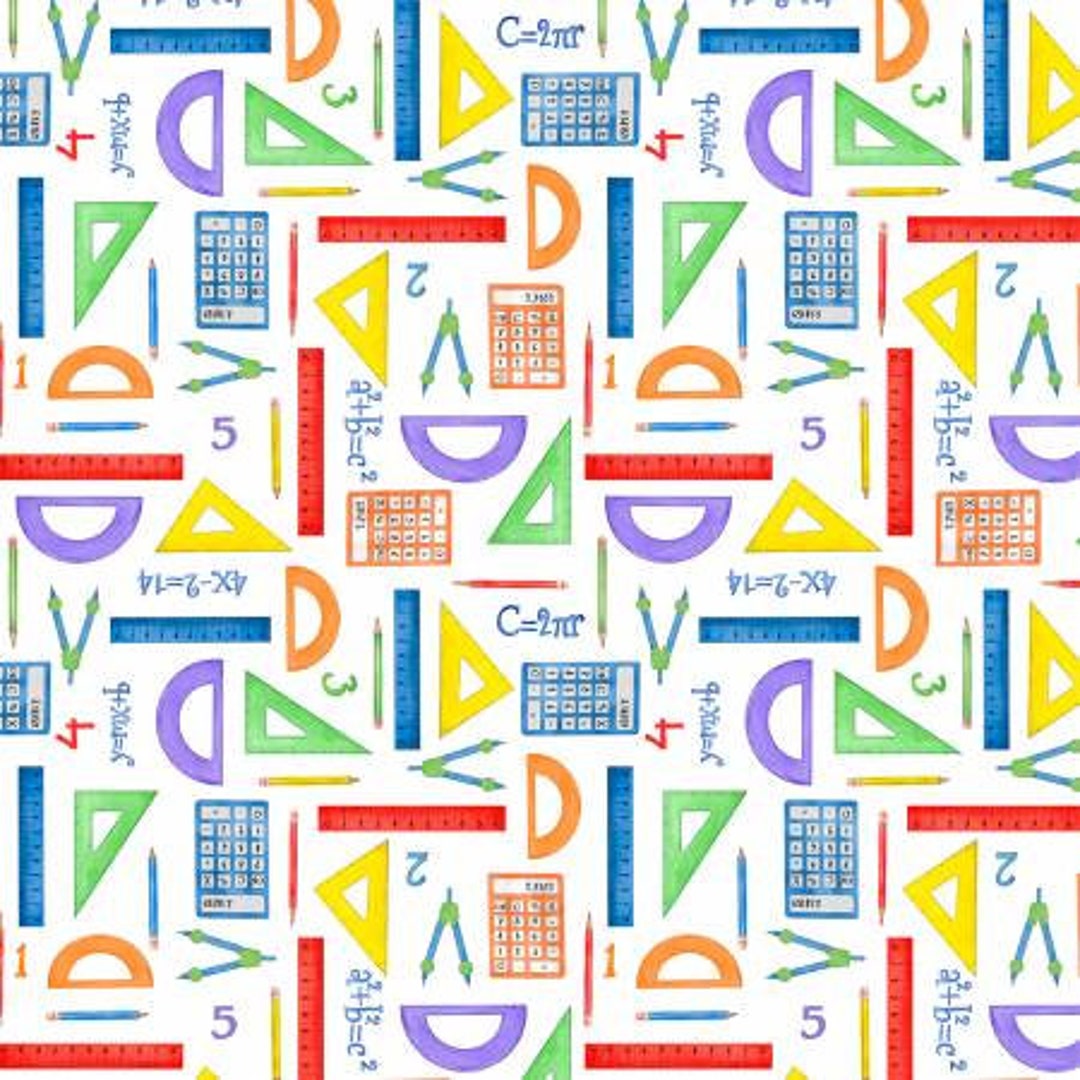 School is Cool 33874-147 White Math Supplies by Nancy Mink for ...