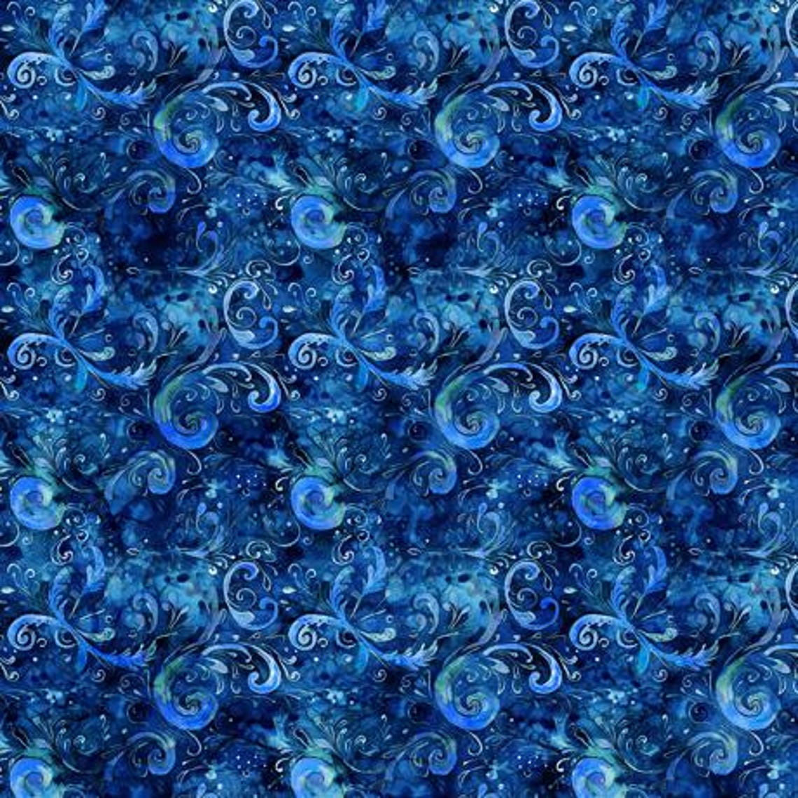 End of Bolt 18” Midnight Blooms 2600-30621-Y Royal Filigree Scroll by ...