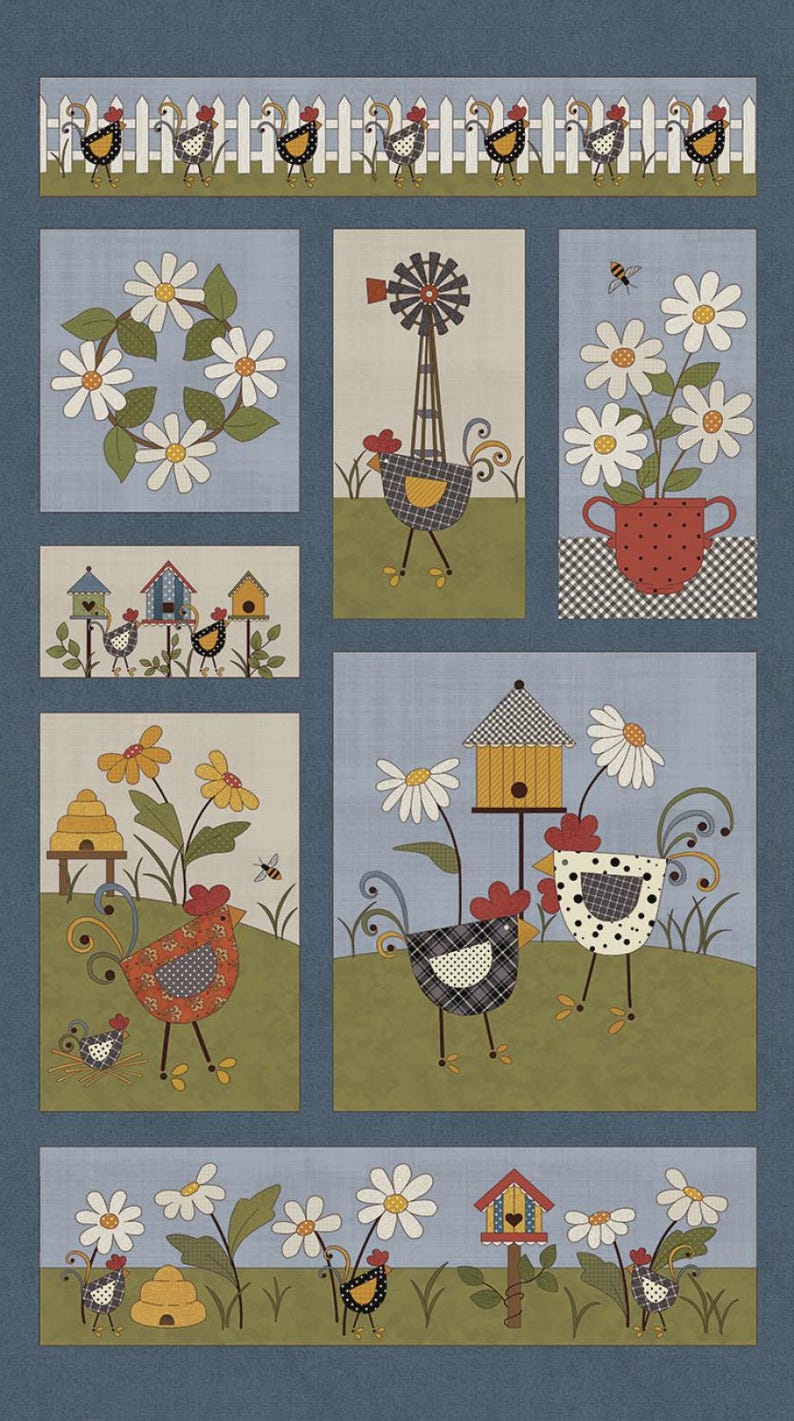 Prairie Chicks 16752-55 Blue/multi Prairie Chicks Panel by Cheryl ...