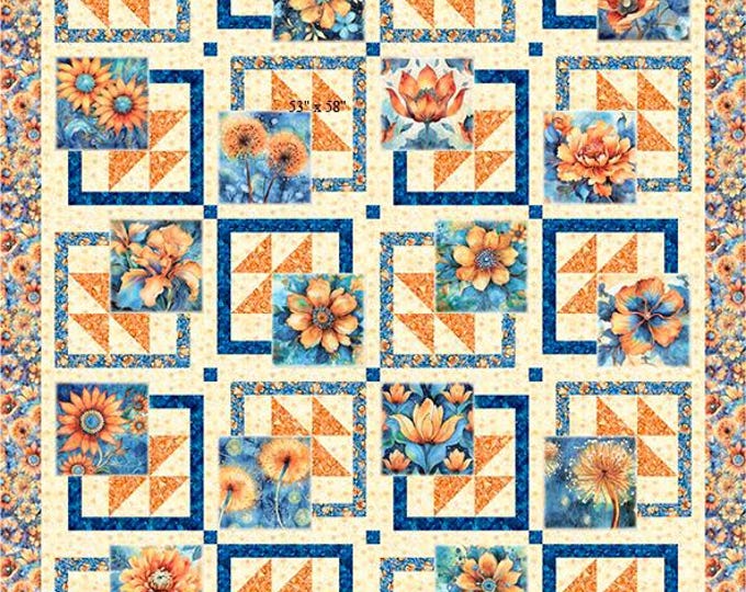 Dandelions at Dusk Quilt Kit 55” X 67” Featuring Midnight Blooms by ...