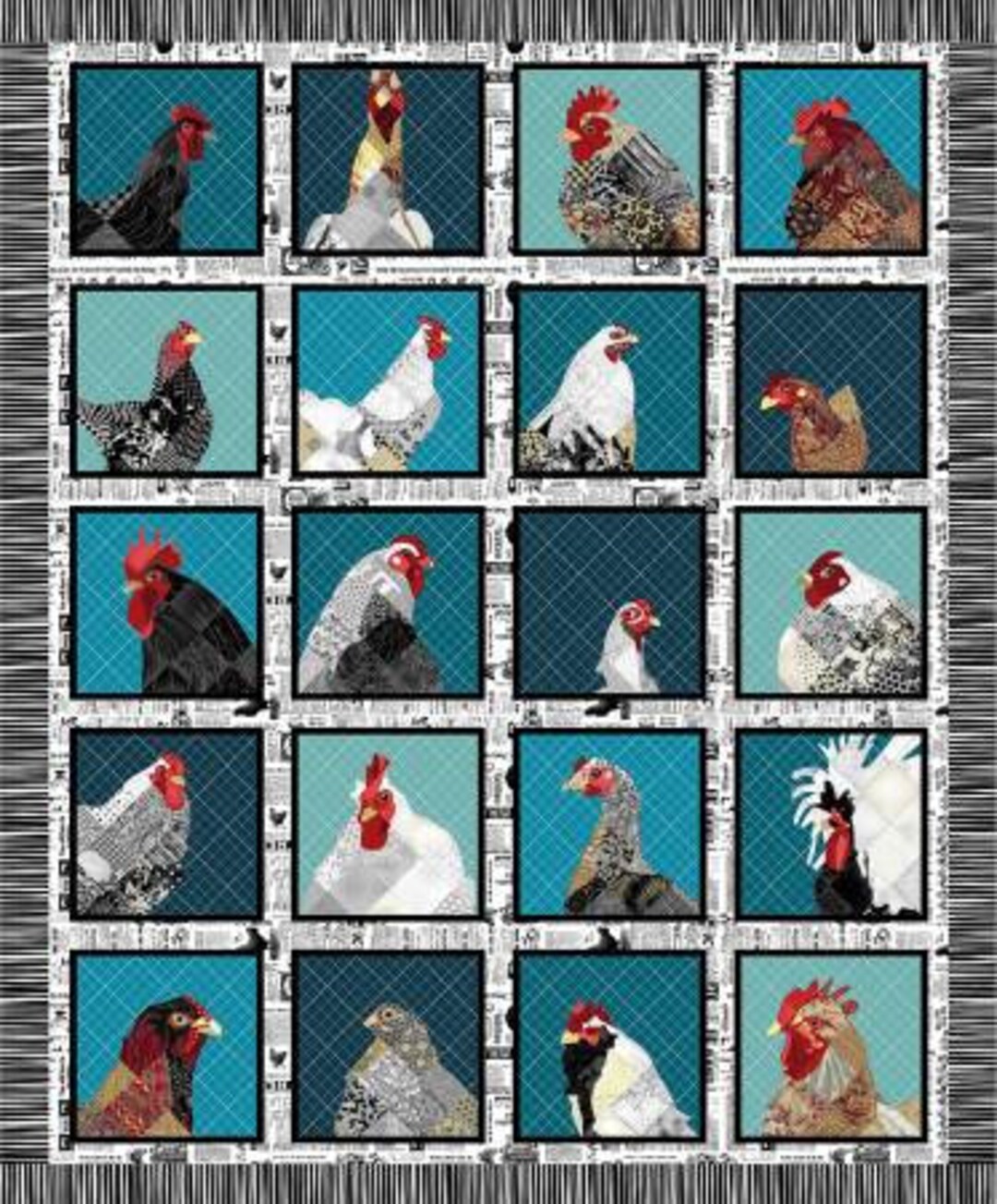 Zooming Chickens 7198P-78 Teal-red Panel by Timna Tarr for Studio E - Etsy
