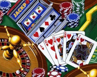 Slot Machine Fabric Dean's Slot Machines Coins by Midcoast Miscellany ...