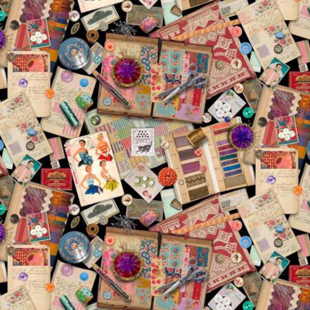 Vintage Sewing Stash DDC11015-MULTI-D Sewing Collage by Aimee Stewart ...