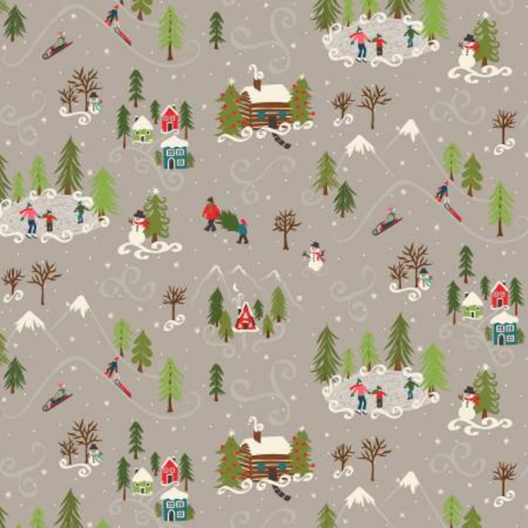 Winter Wonder C12061R-GRAY Winter Scene Gray by Heather Peterson for ...