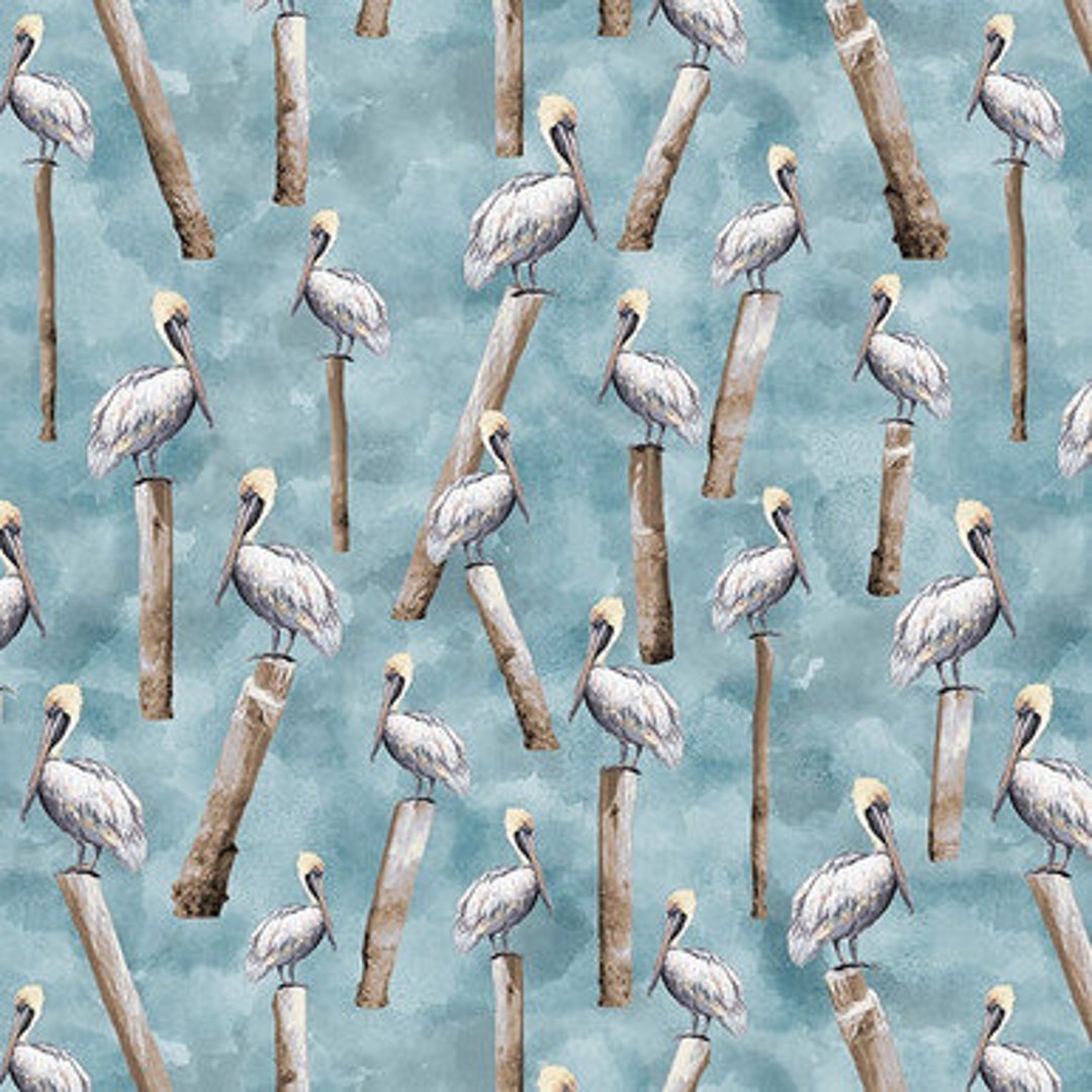 Ocean Oasis 3038-67 Teal Pelicans by Patricia Pinto for Blank - Etsy