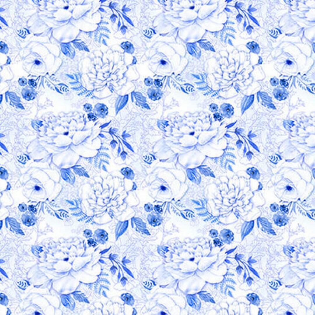 Blue Jubilee 1726-70 Light Blue Cabbage Rose by Jean Plout for Blank - Etsy