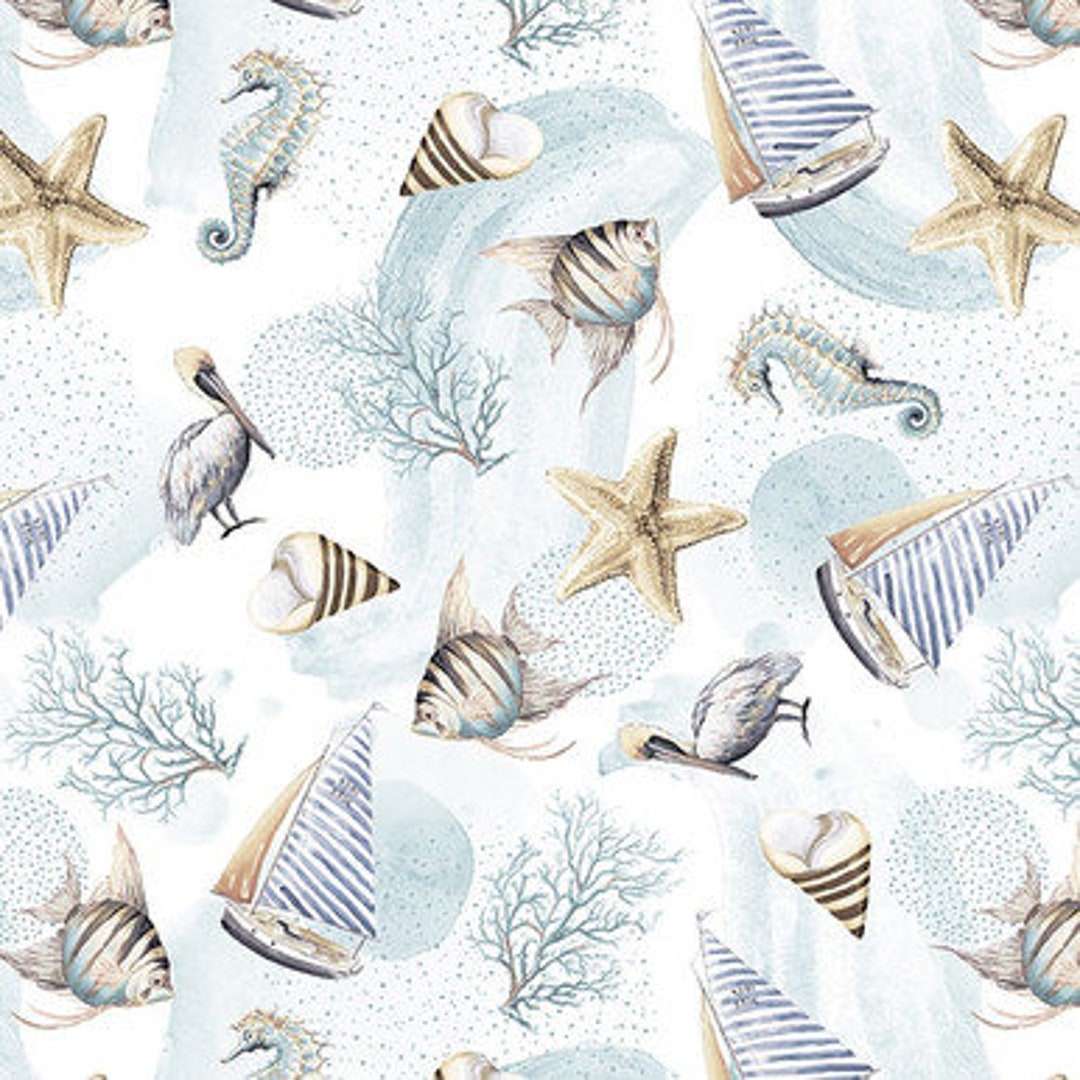 Ocean Oasis 3033-41 Ivory Sea Motifs by Patricia Pinto for Blank - Etsy