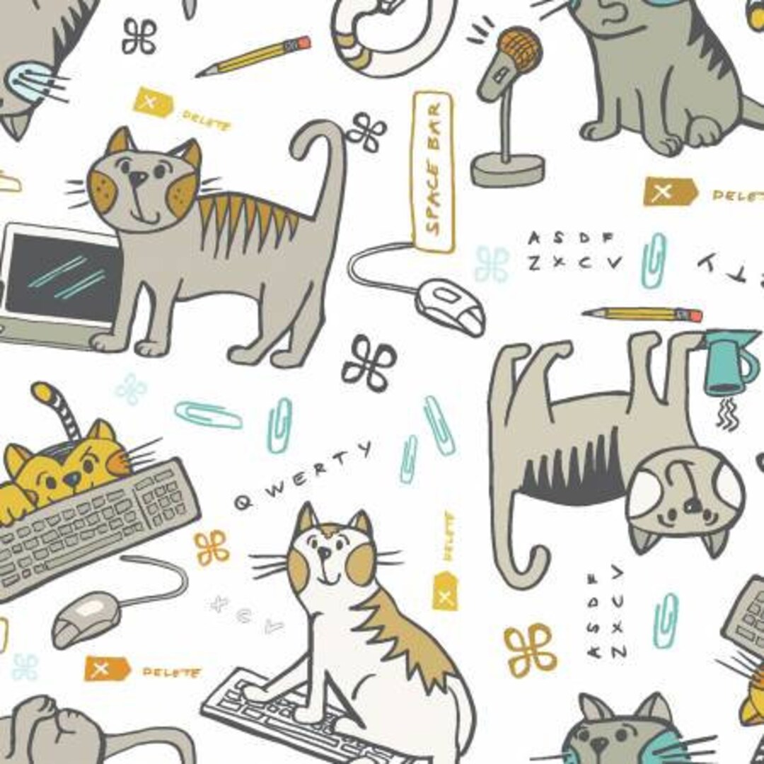 Keyboard Cats Y3432-1 White Cats Mischief by Teresa Magnuson - Etsy