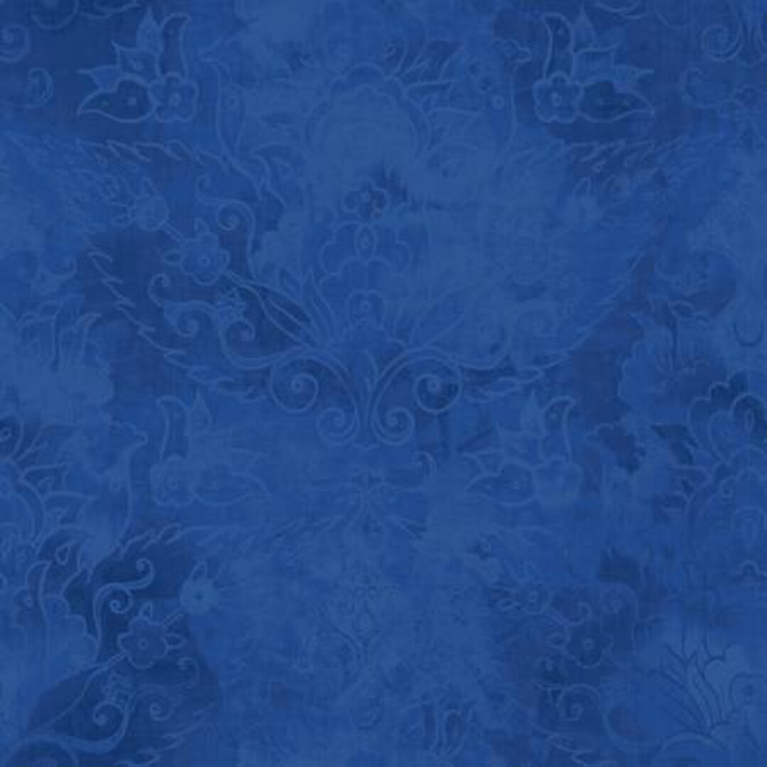 Fantasy Flights R4704-blue Floral Scroll by Sarah J Maxwell for Marcus ...
