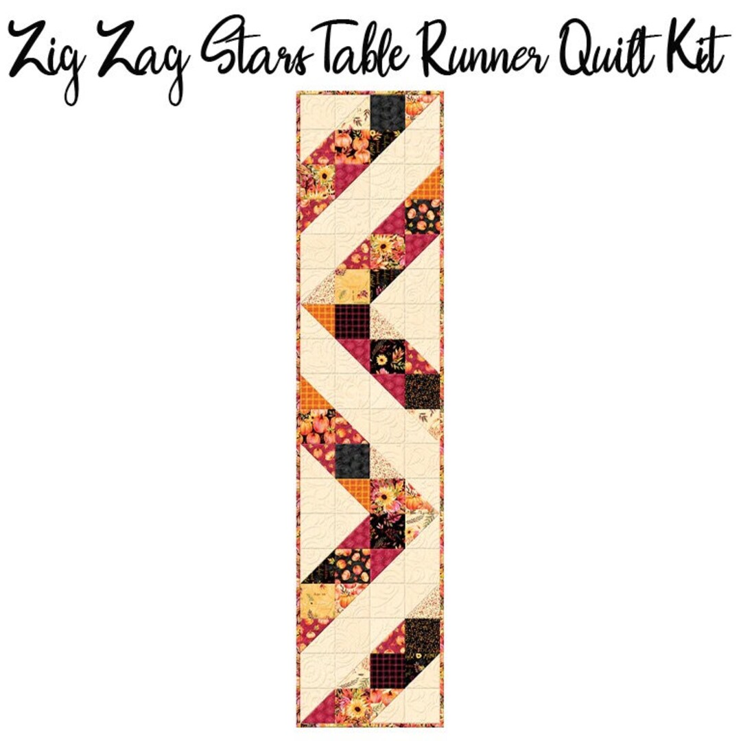 Zigzag Table Runner Quilt Kit 16.5” X 74.25” Includes Backing Featuring Autumn Light by Lola ...