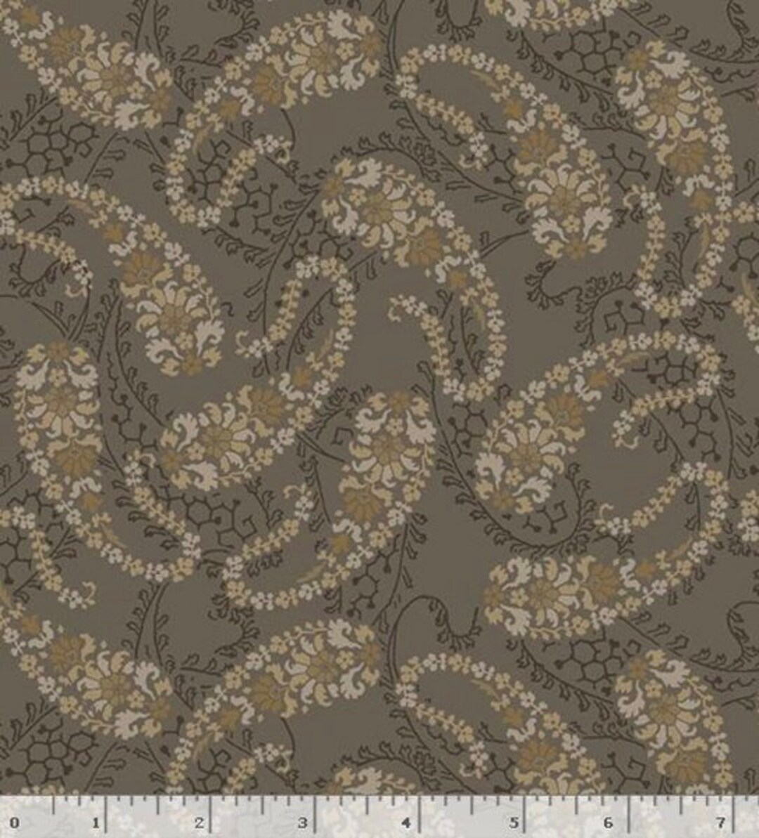 Paper Petals R150666D-TAUPE Swirling Paisley by Nancy Rink for Marcus ...