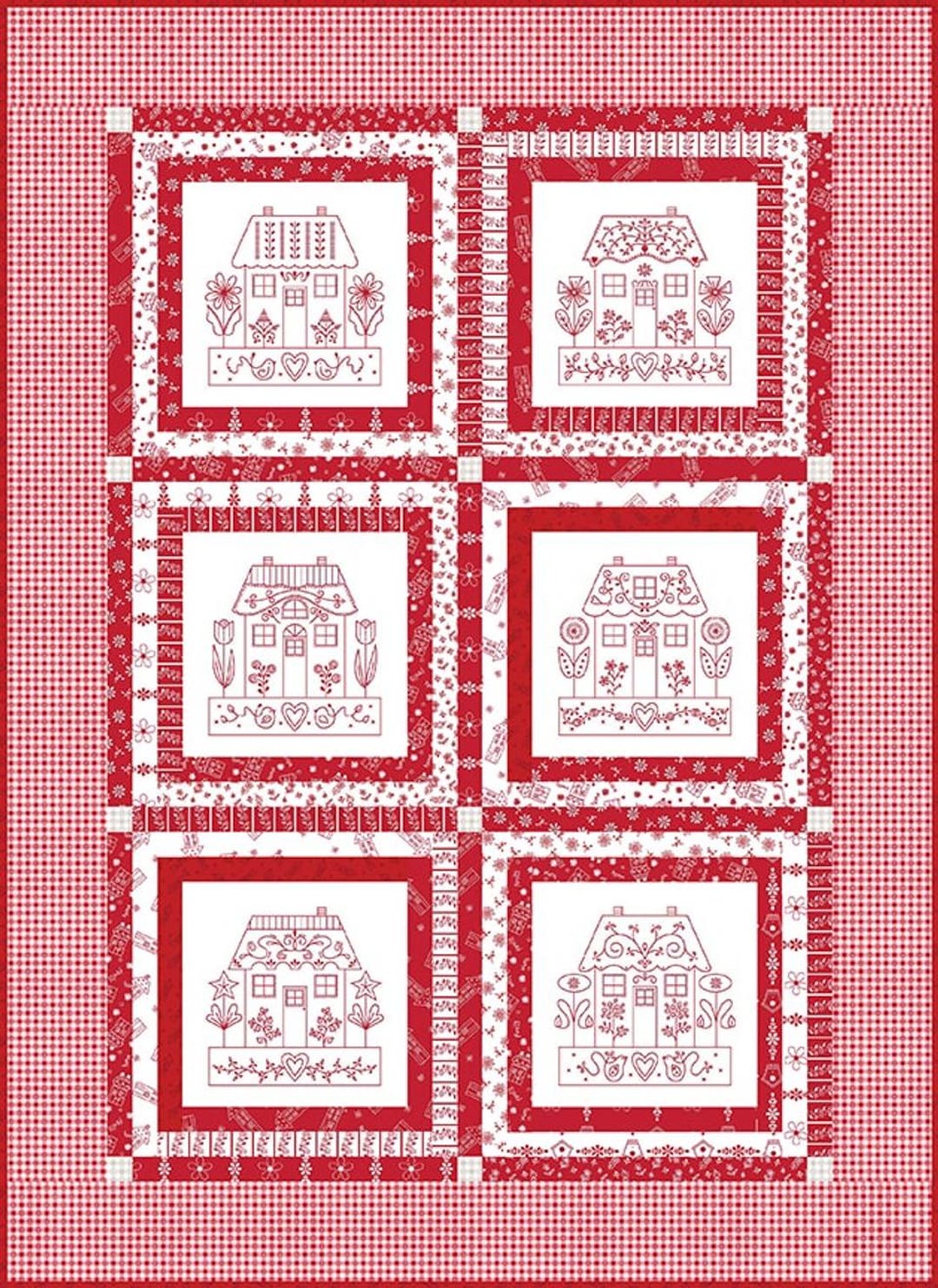 Home Sweet Home Quilt Kit 36” X 49.5” Featuring Redberry Vine by Gail ...