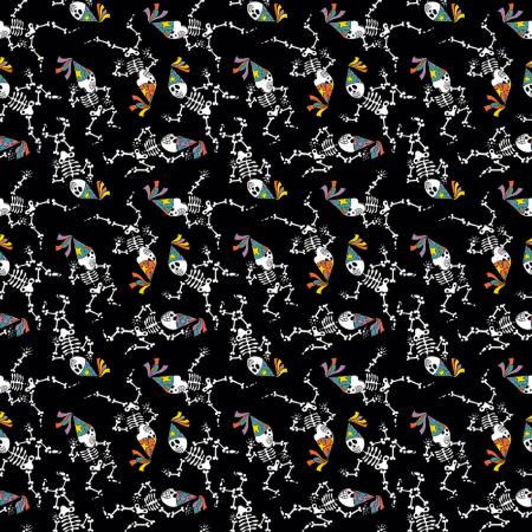 Witch’s Night Out 755G-90 Black Multi Dancing Skeletons Glows in the ...
