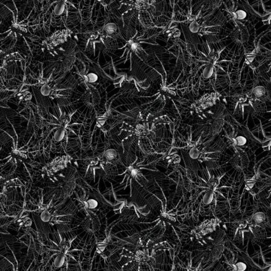 Wicked CD2765 Charcoal Spiders on Web for Timeless Treasures - Etsy