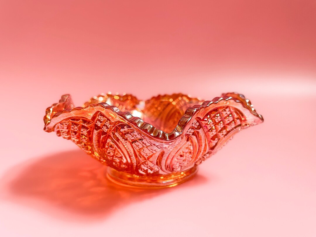 Marigold Ruffle Trinket Dish, Imperial Carnival Glass - Etsy