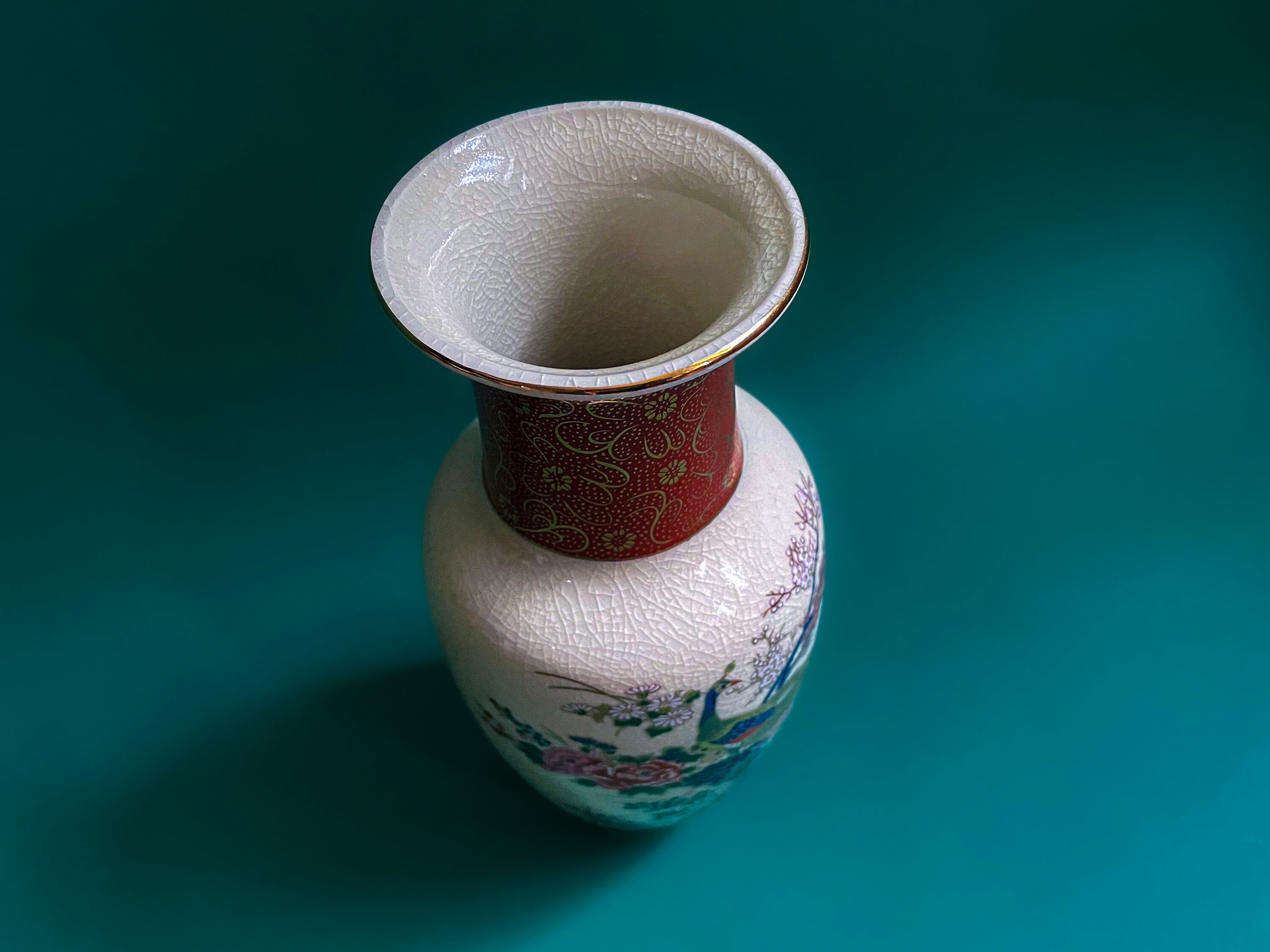 Japanese Peacock Ceramic Vase With Gilded Trim, Satsuma, 10 Tall - Etsy