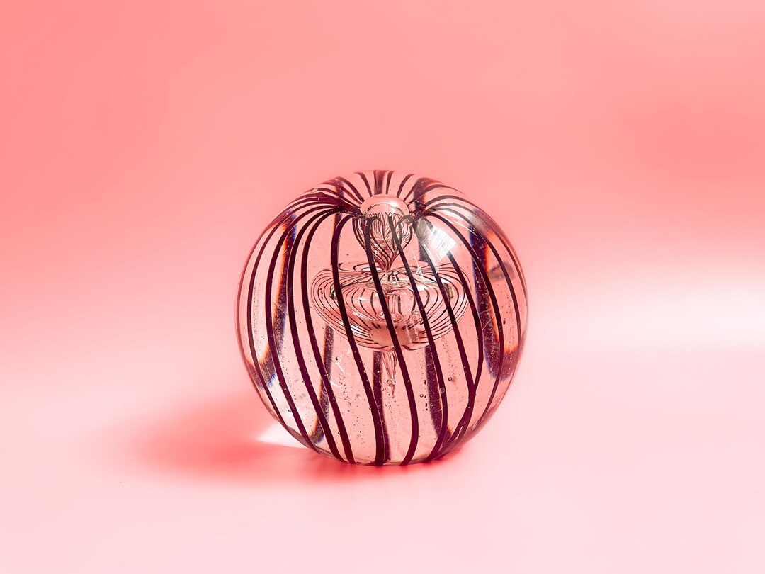 Art Glass Sphere Paperweight With Black Stripes - Etsy