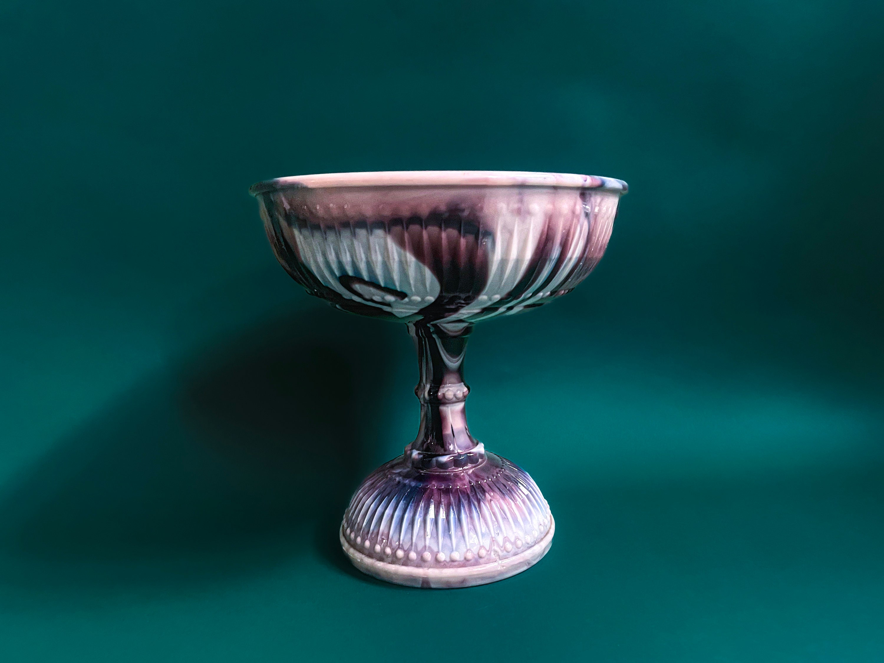 Purple Slag Glass Pedestal Bowl - Etsy