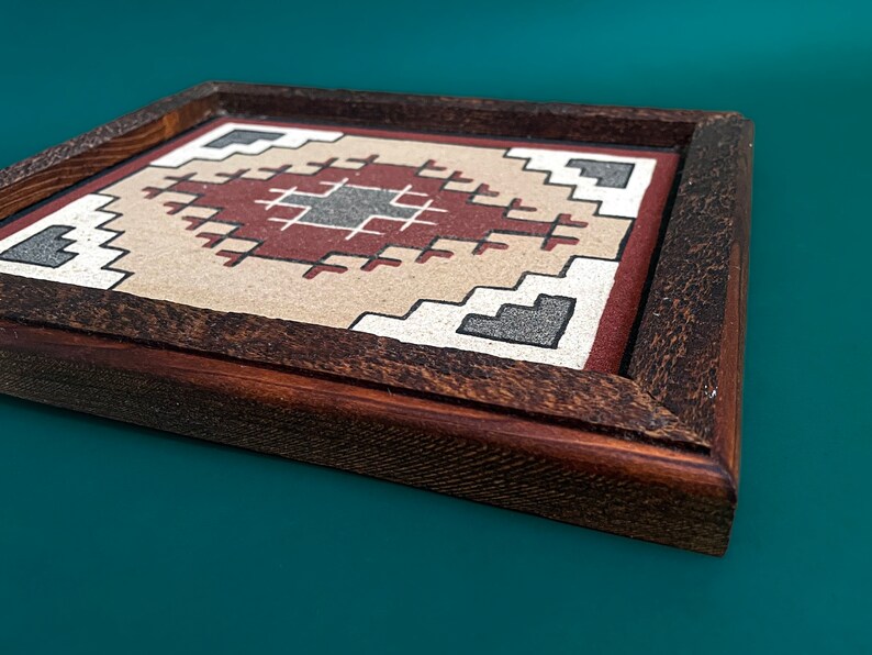 Navajo/indigenous Sand Art Painting With Dark Wood Frame - Etsy