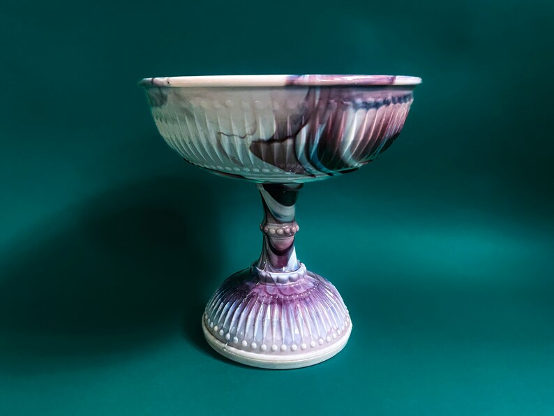 Purple Slag Glass Pedestal Bowl - Etsy
