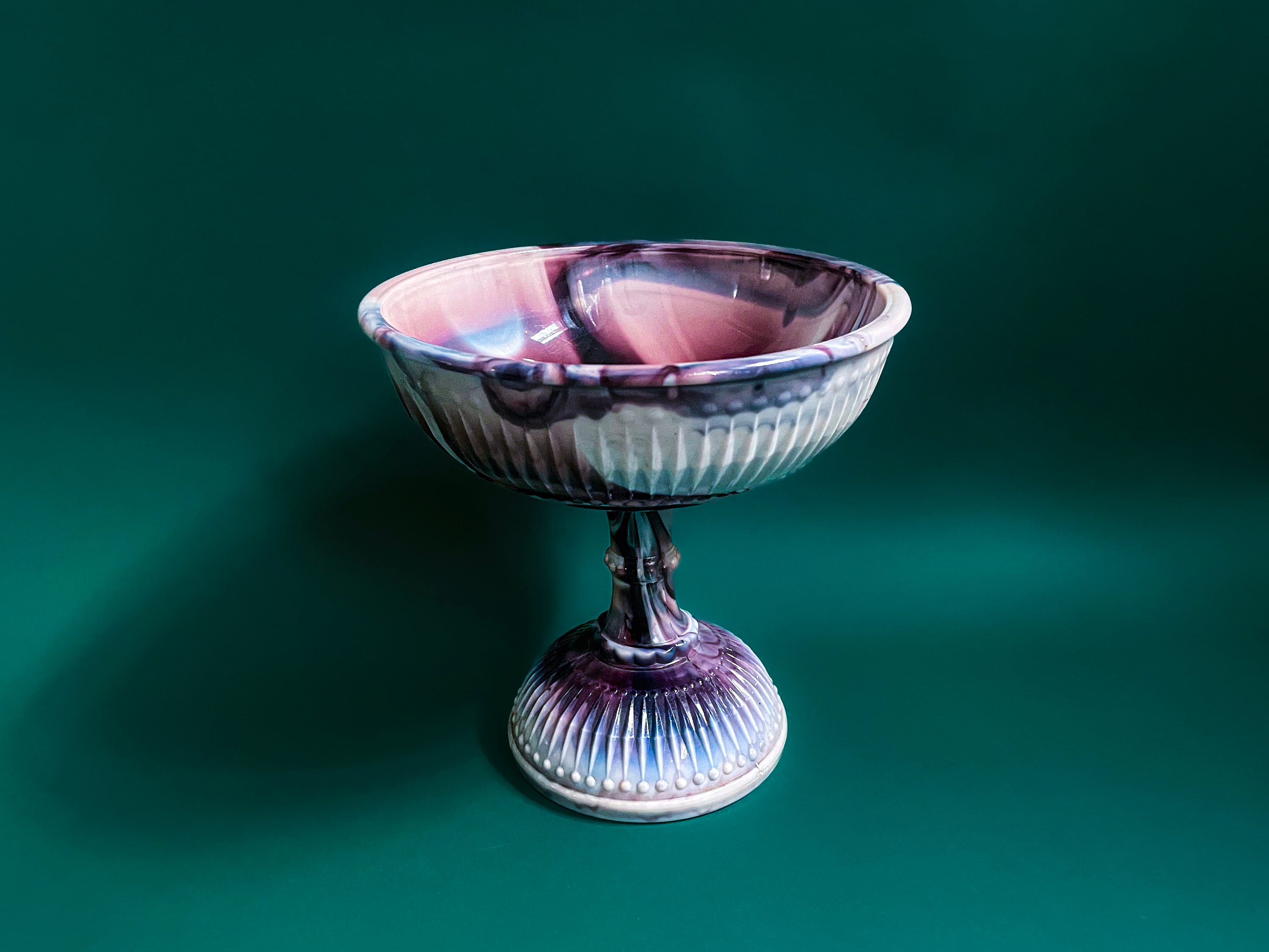 Purple Slag Glass Pedestal Bowl - Etsy