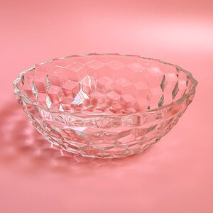 Geometric Cubist Pattern Glass Serving Bowl, Vintage, Jeannette Cube ...