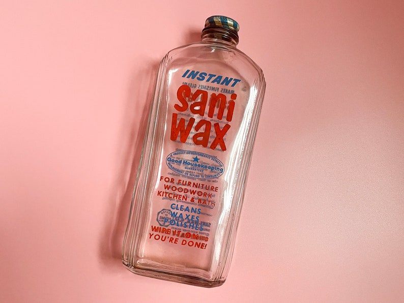 Retro 1950s Sani-wax Glass Bottle - Etsy