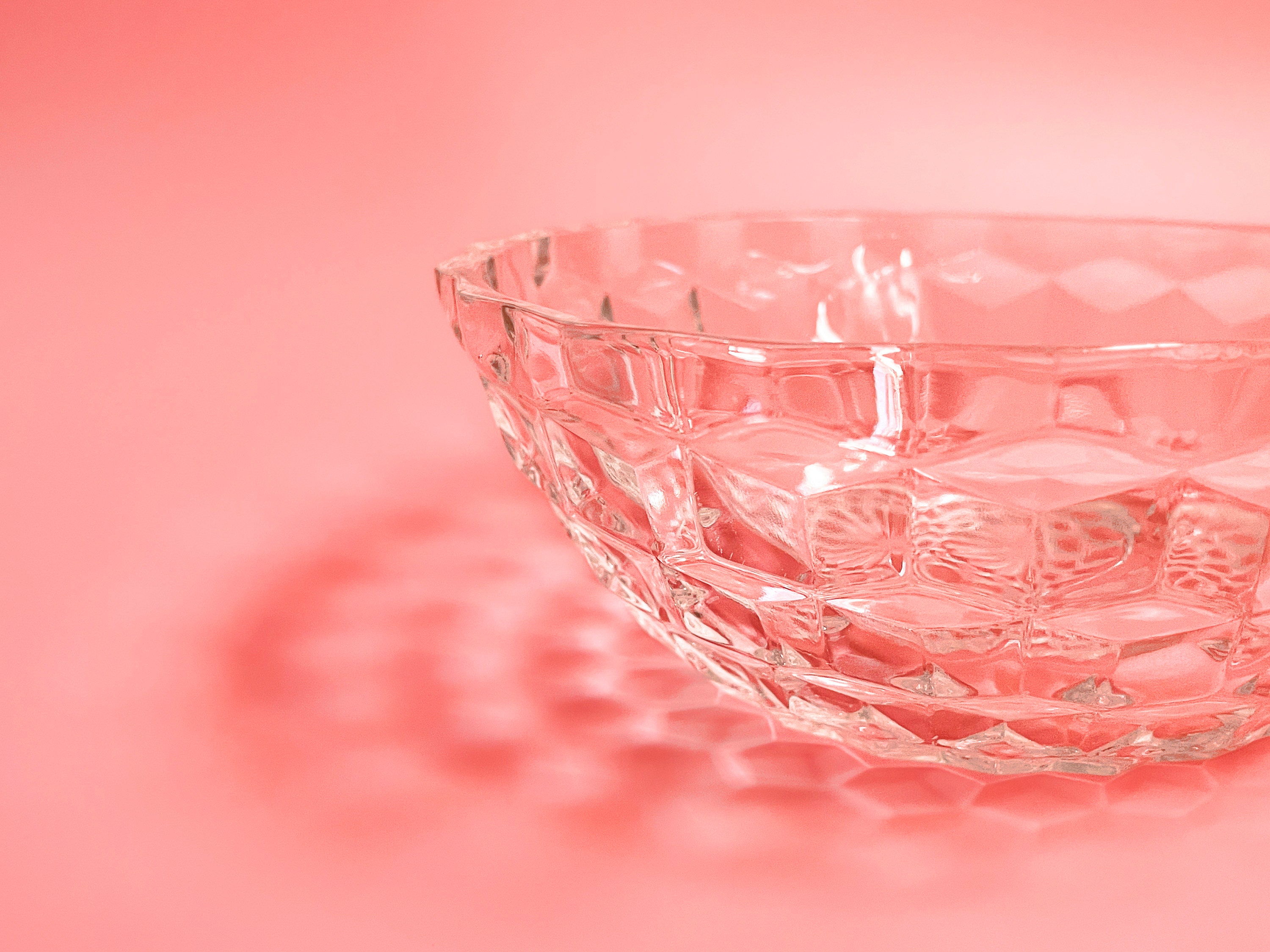 Geometric Cubist Pattern Glass Serving Bowl, Vintage, Jeannette Cube ...