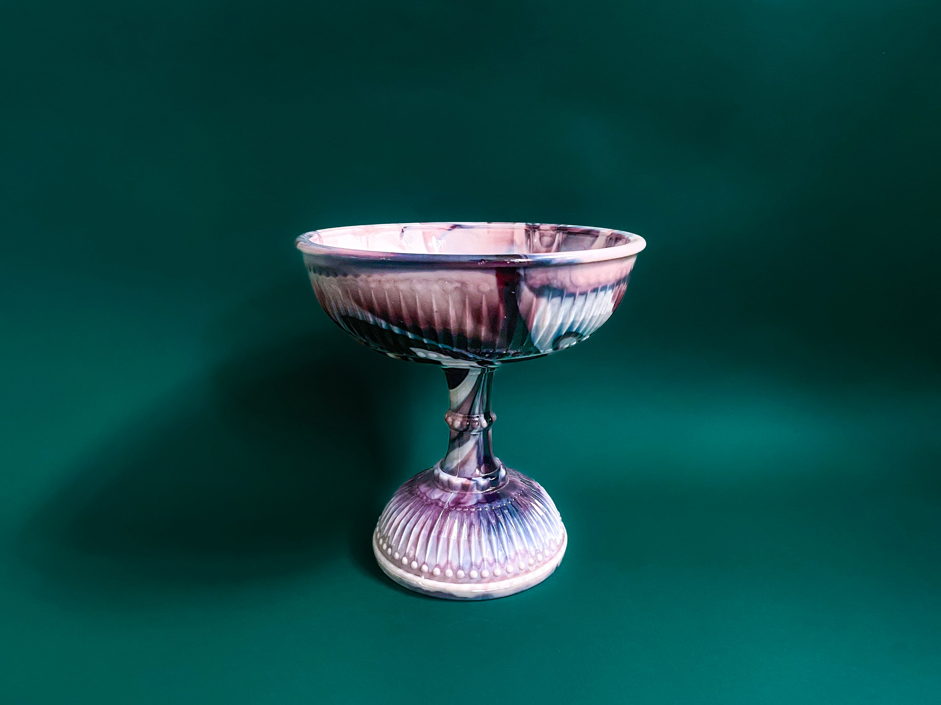 Purple Slag Glass Pedestal Bowl - Etsy