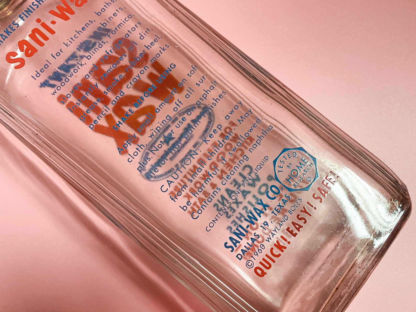 Retro 1950s Sani-wax Glass Bottle - Etsy