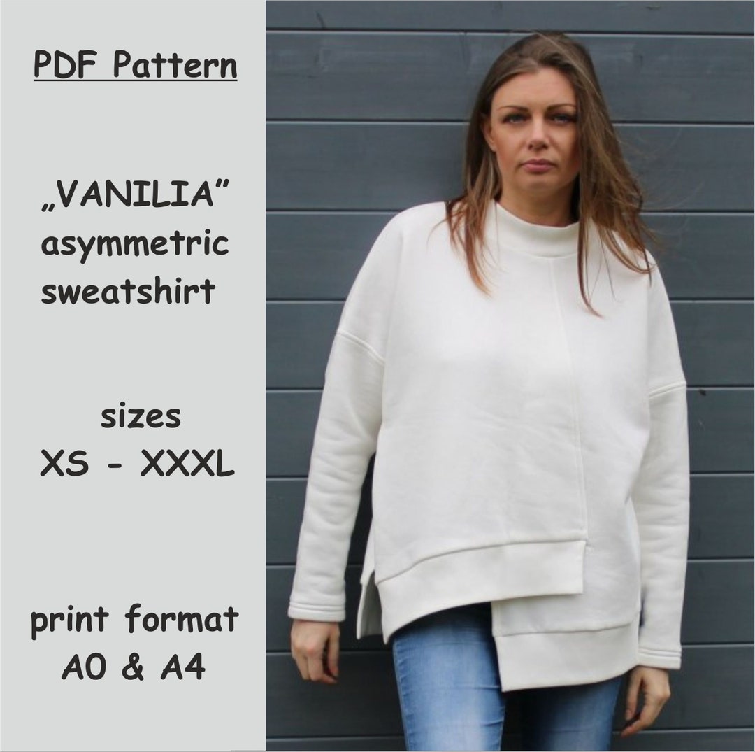 VANILIA Asymmetric Sweatshirt With Instruction, Sweatshirt Pattern ...