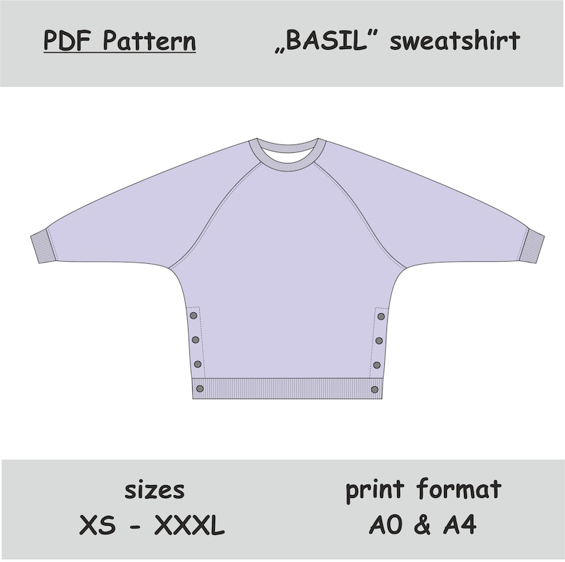 Raglan Sleeve Sweatshirt Pattern, Sweatshirt Pattern, Blouse Pattern ...