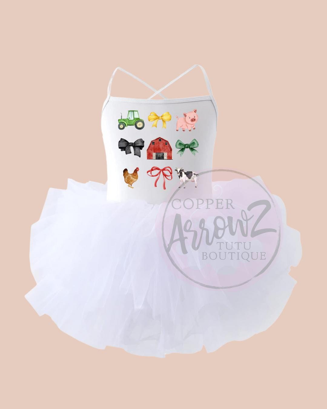 Farm Animal Tutu Outfit | Barnyard Birthday Girl Tutu | White Leotard ...
