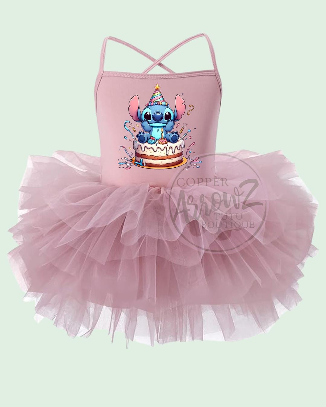 Stitch Birthday Tutu Leotard: Dusty Pink Cake Party Costume - Etsy