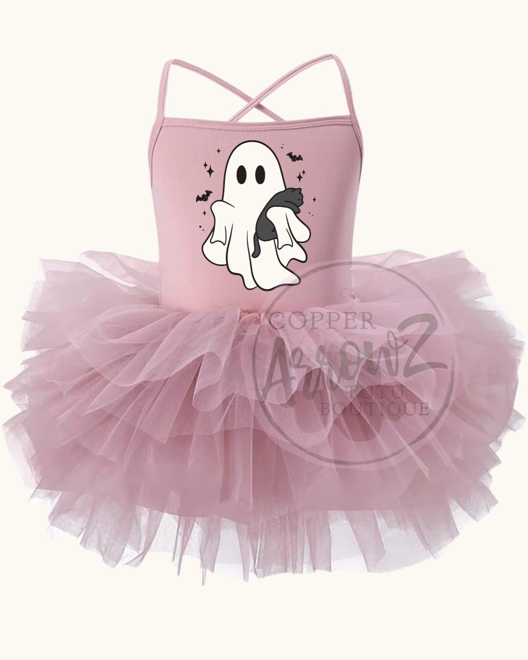 Dusty Pink Ghost Cat Tutu Leotard | Halloween Kids Costume Dress - Etsy