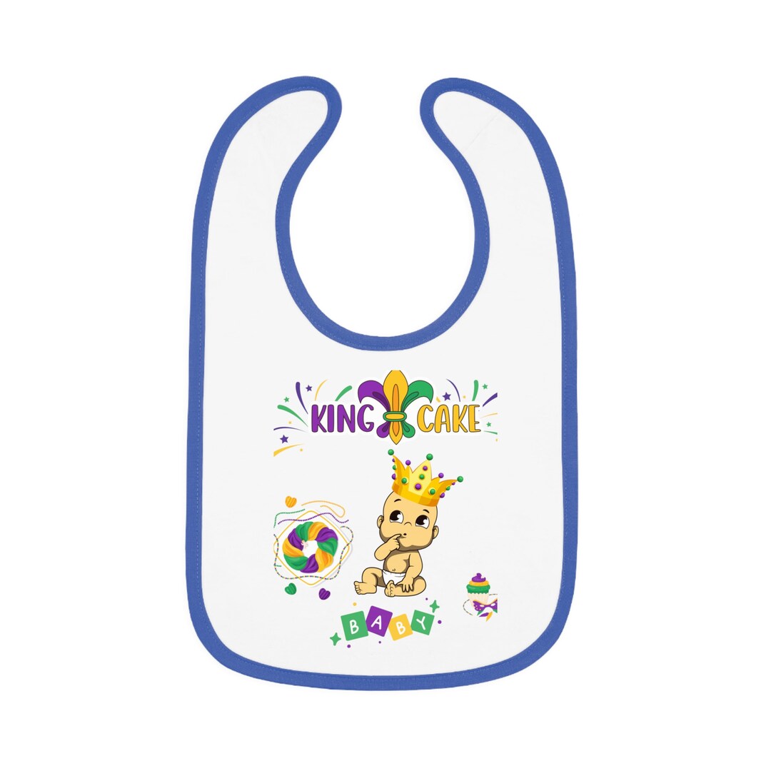 Mardi Gras King Cake Baby Contrast Trim Jersey Bib Born2befabulous Klds ...