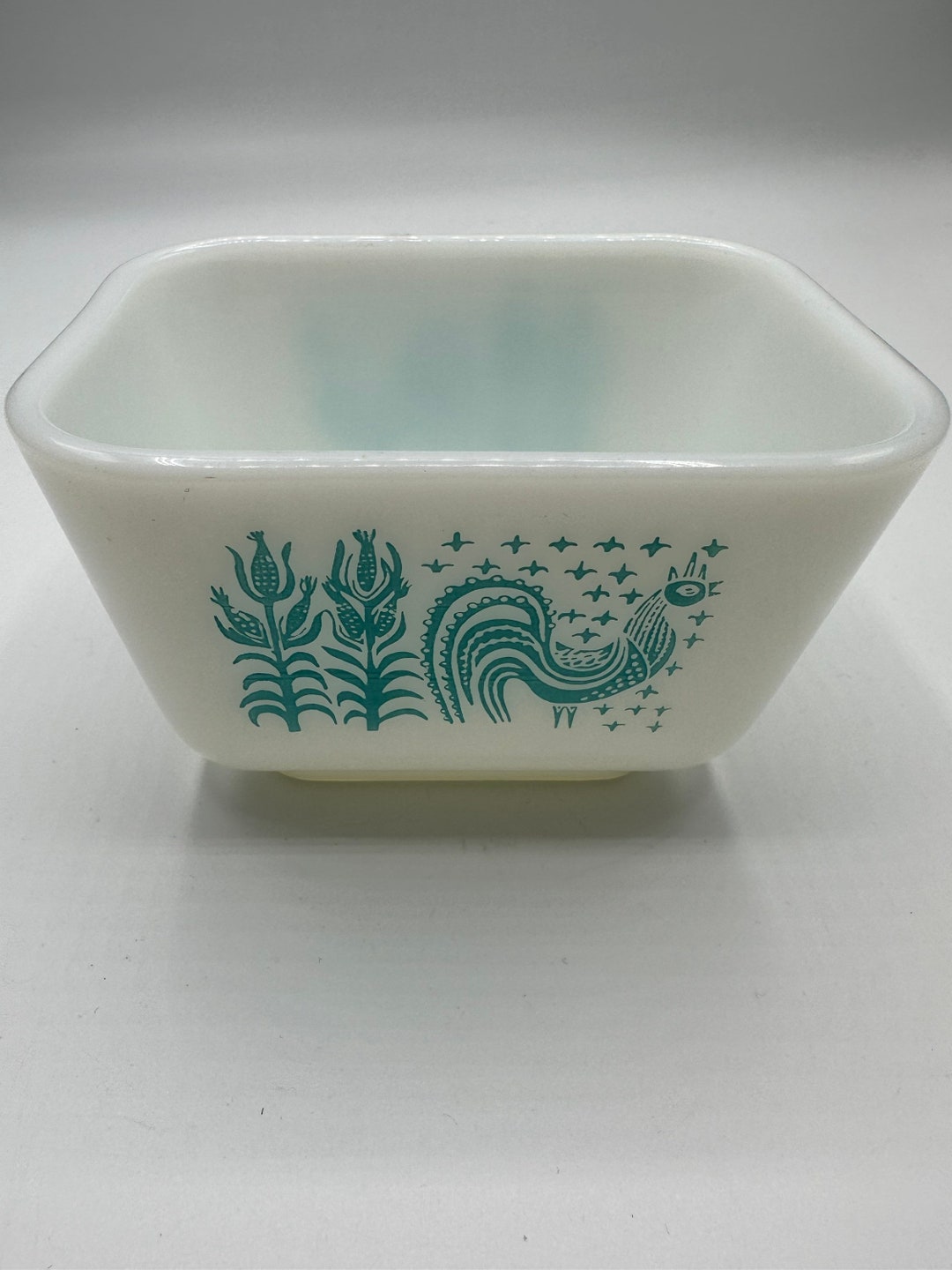 Vintage Pyrex Amish Butterprint Turquoise Blue Rooster Refrigerator ...