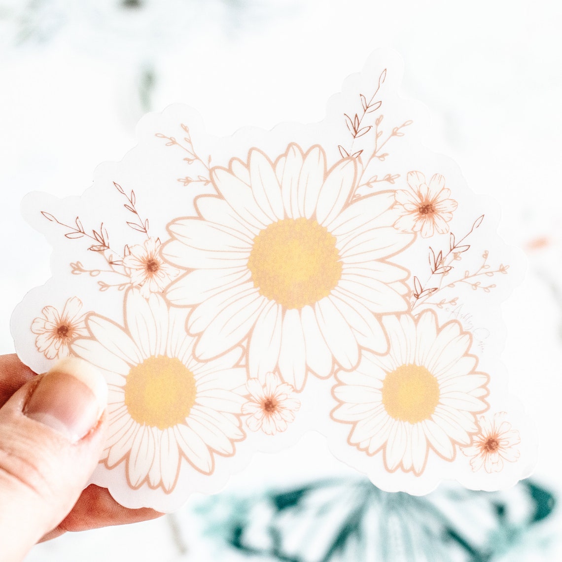 Clear Daisy Vinyl Sticker, Car Sticker, Bumper Stickers, Water Bottle ...