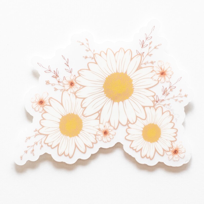 Clear Daisy Vinyl Sticker, Car Sticker, Bumper Stickers, Water Bottle ...