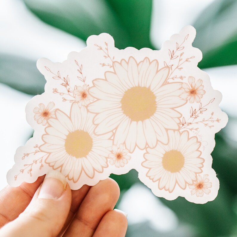 Clear Daisy Vinyl Sticker, Car Sticker, Bumper Stickers, Water Bottle ...