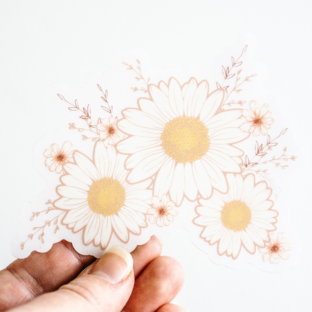 Clear Daisy Vinyl Sticker, Car Sticker, Bumper Stickers, Water Bottle ...
