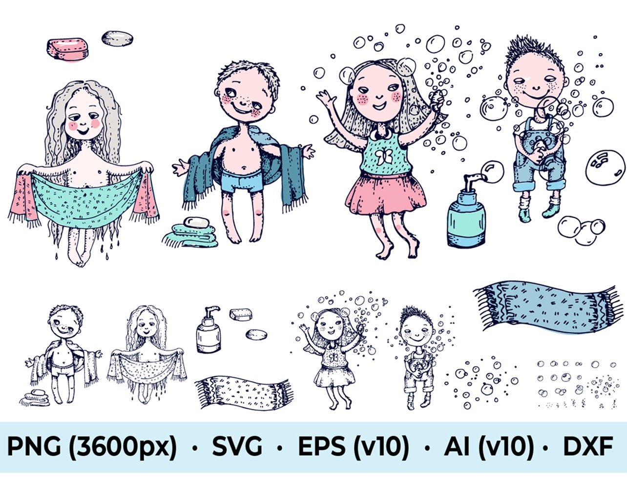 Shower Kids Clipart