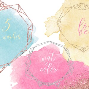 Geometric Polygonal Frames Glitter Gold Silver Rose Art Deco Metallic ...